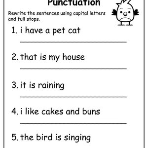 Printable Punctuation Practice Worksheets for Kids (PDF) - Etsy