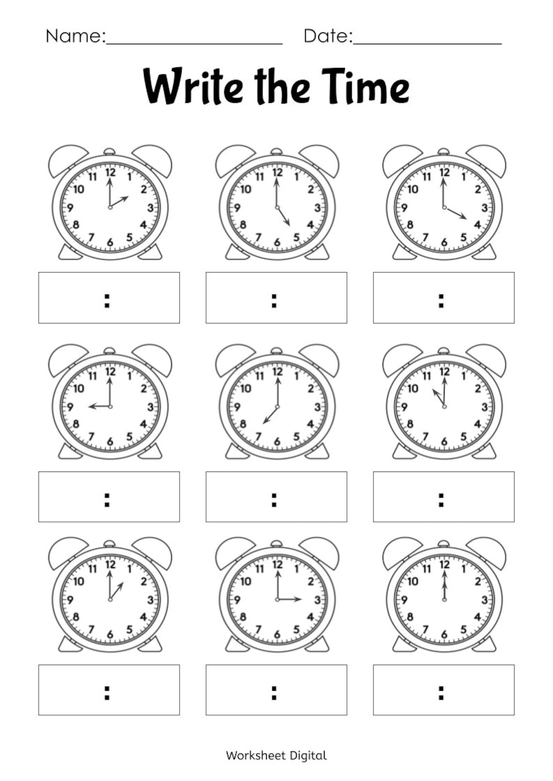 Telling Time Hour Clock Printable, Educational Prints, Kindergarten ...