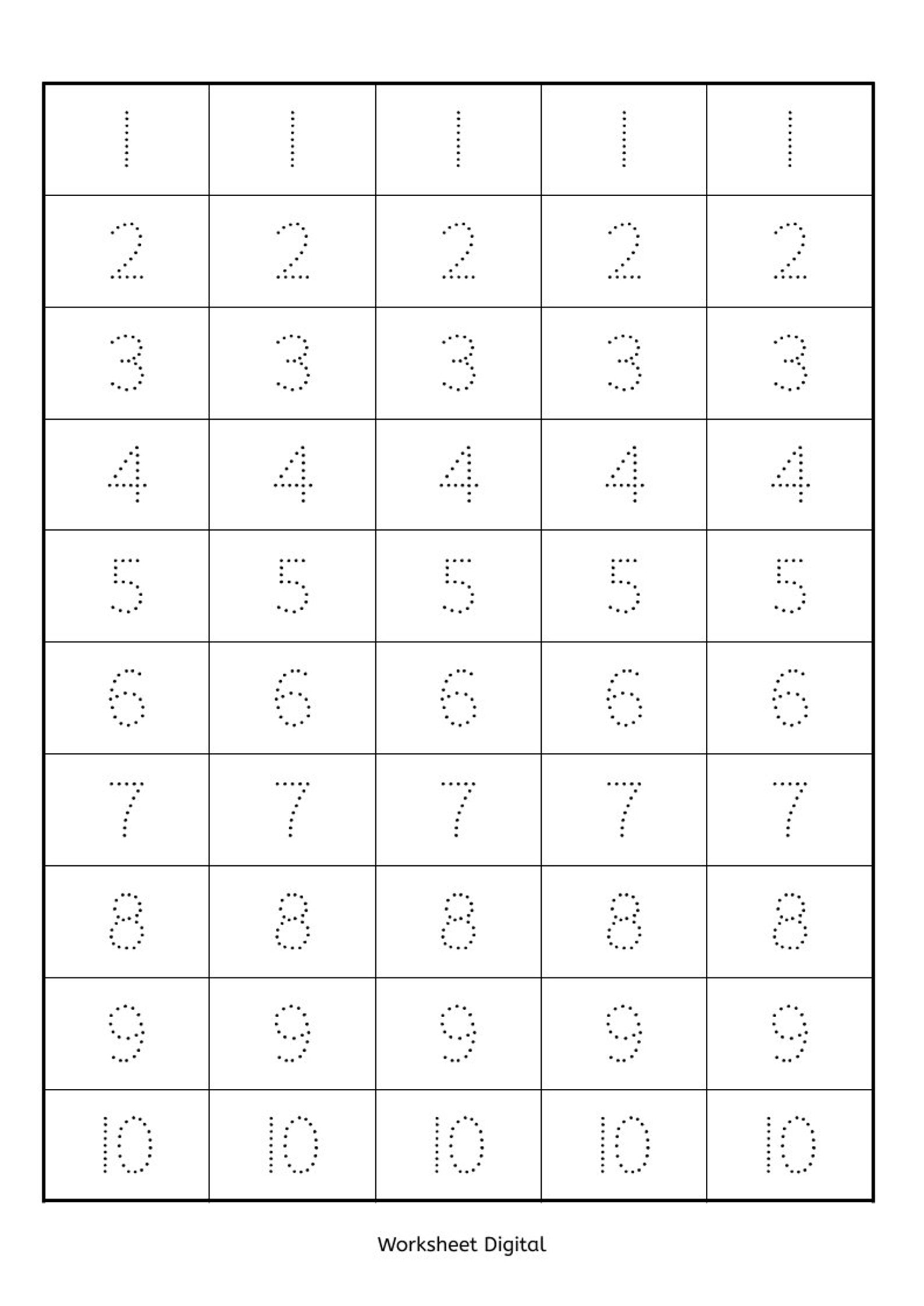 Printable Tracing Numbers