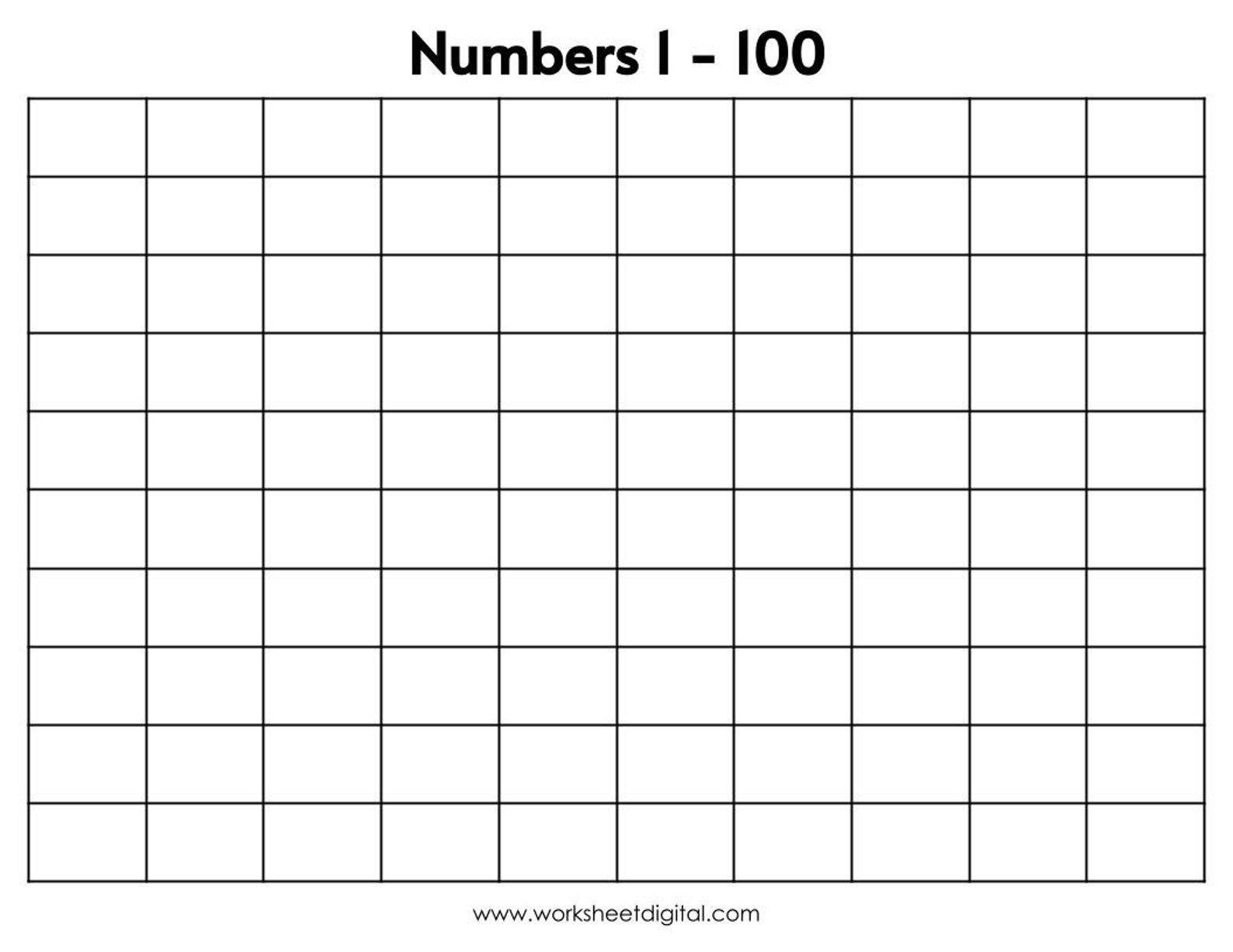 Number Charts 1 1000 Counting To 1000 Printable Black White