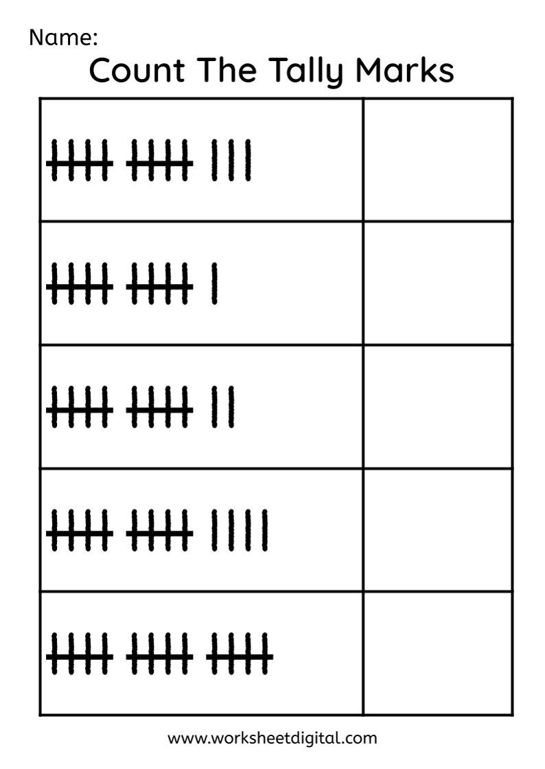 Numbers 1 - 20 Tally Marks Printable Worksheet Kindergarten Homeschool ...