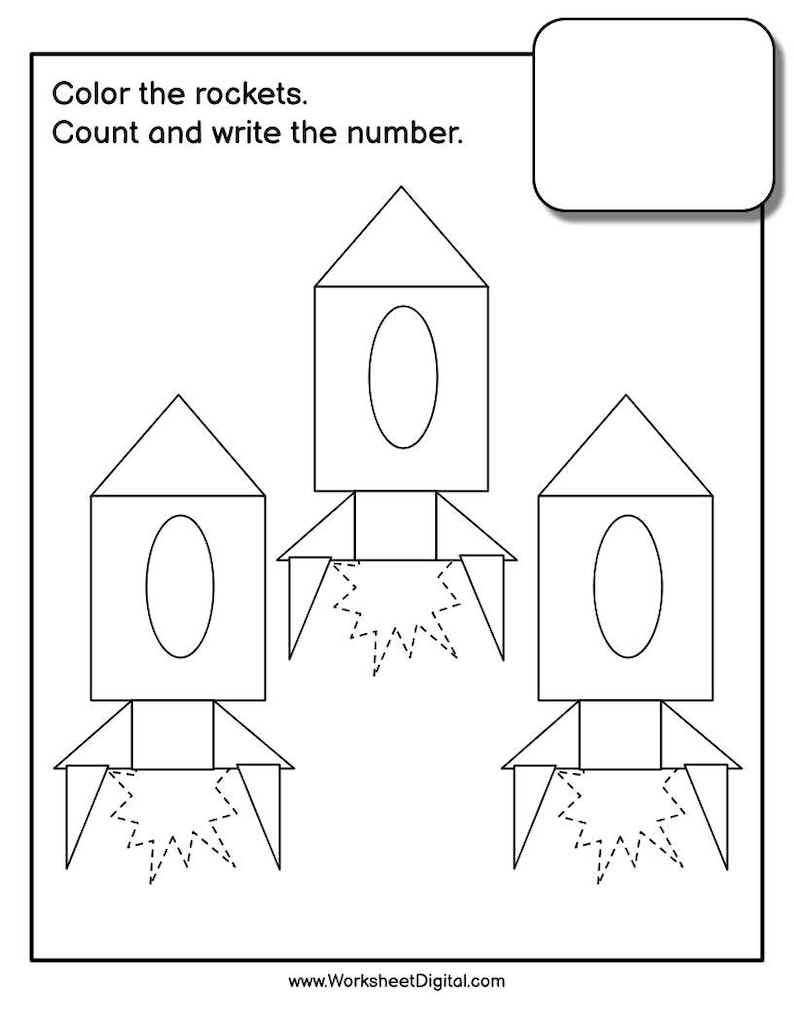 Números del 1 al 10. Colorea cuenta y escribe el número. - Etsy México