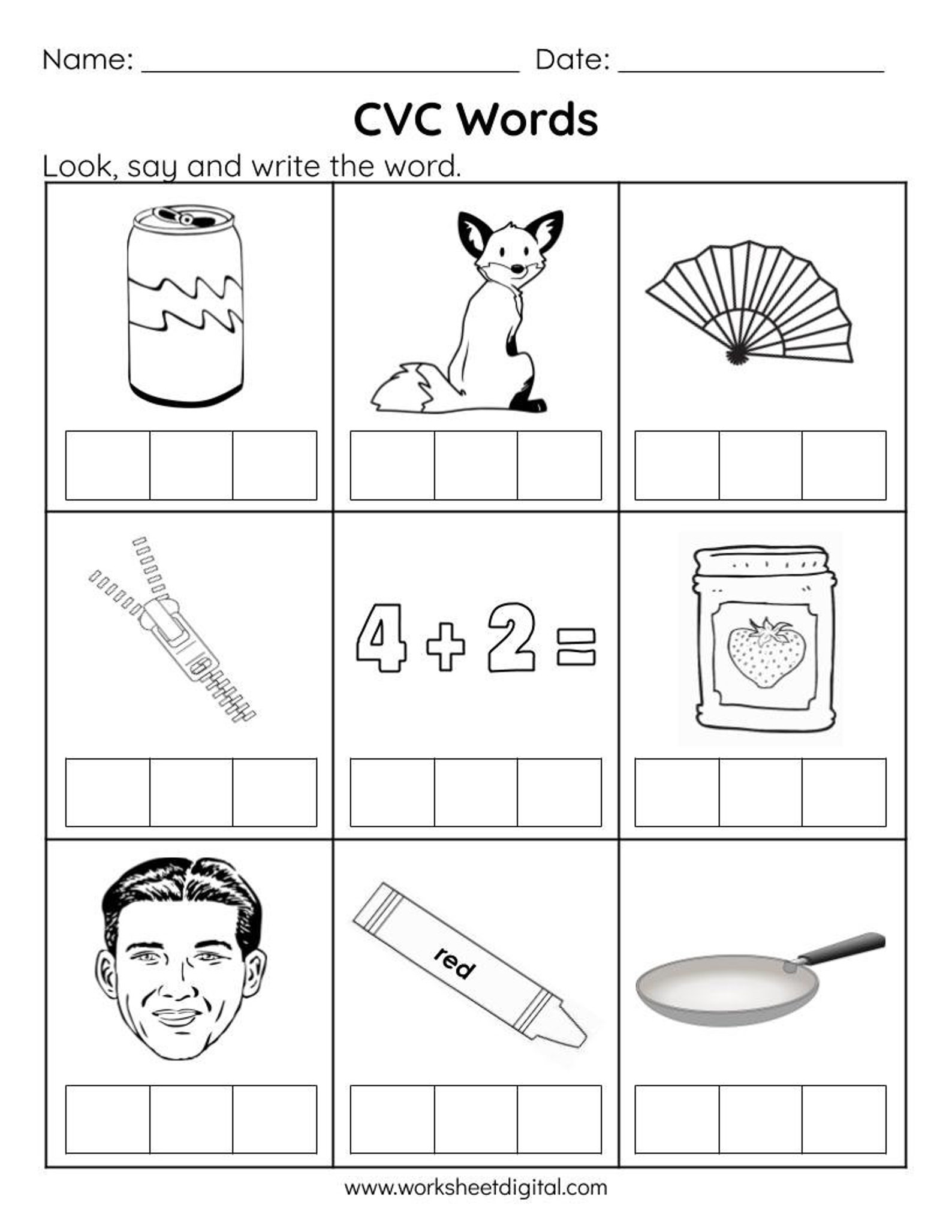 CVC Words Phonics Worksheets: Say and Write (printable With Answers) - Etsy