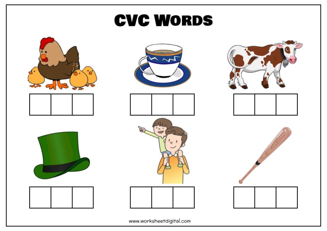 CVC Words Phonics Worksheets: Say and Write (printable) - Etsy