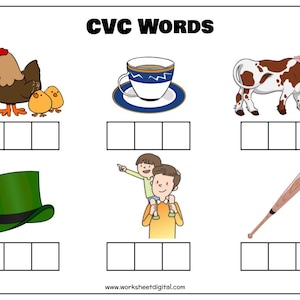 CVC Words Phonics Worksheets: Say and Write (printable) - Etsy