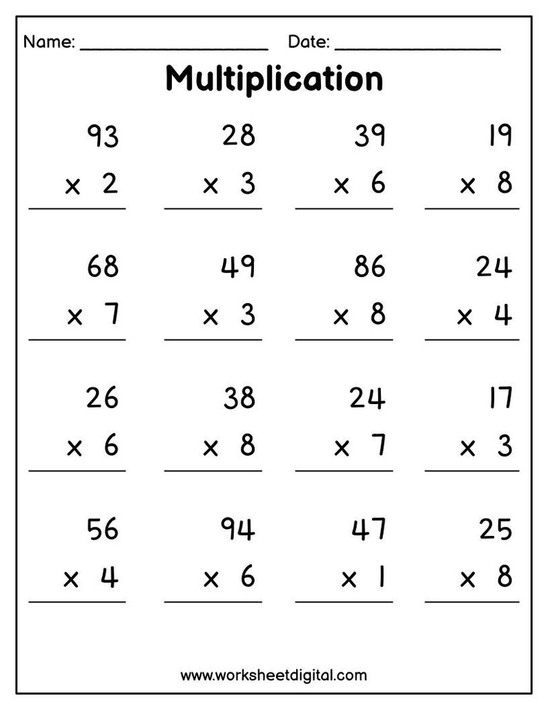 Printable Multiplication Worksheets Multiplying Worksheets 2 Digit By Printable Multiplication Worksheets Multiplying Worksheets 2 Digit By