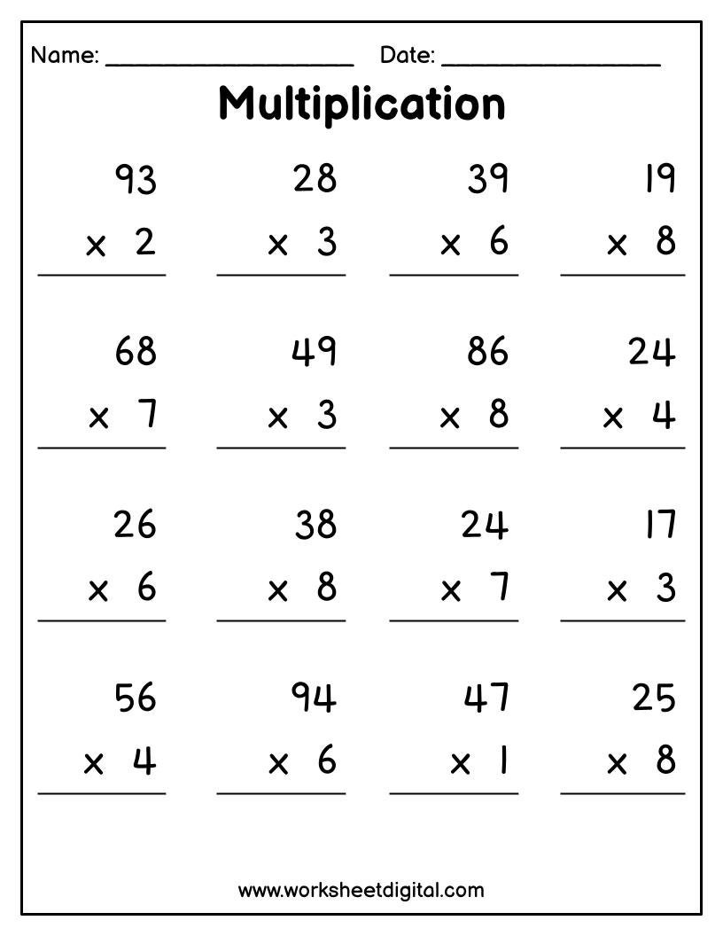 Printable Multiplication Worksheets Multiplying Worksheets 2 Digit By Printable Multiplication Worksheets Multiplying Worksheets 2 Digit By
