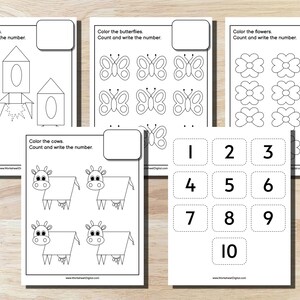 Números del 1 al 10. Colorea cuenta y escribe el número. - Etsy México