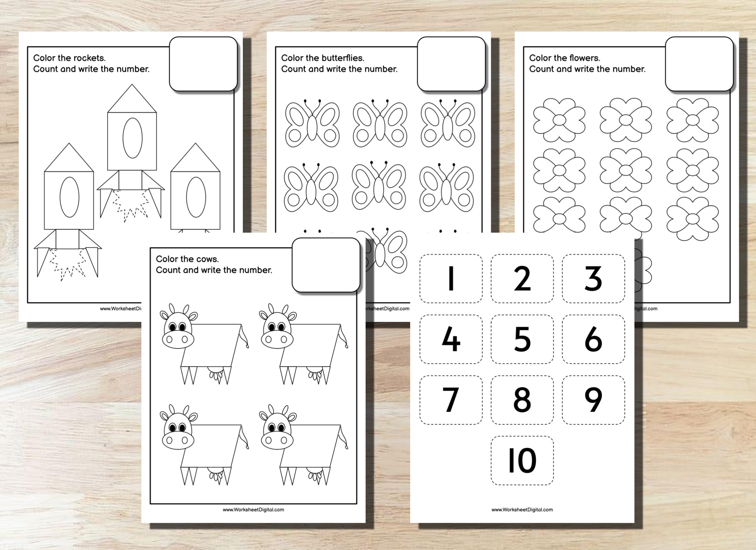 Numbers 1 to 10. Color, Count and Write the Number. Preschool Number ...