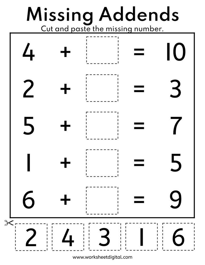 Missing Addends Worksheets: Kindergarten-2nd Grade Math (PDF) - Etsy