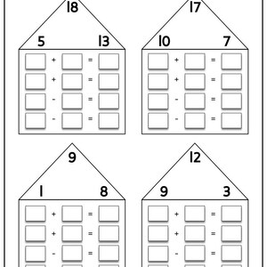 Number Fact Families Worksheet: Addition & Subtraction to 20 (digital ...