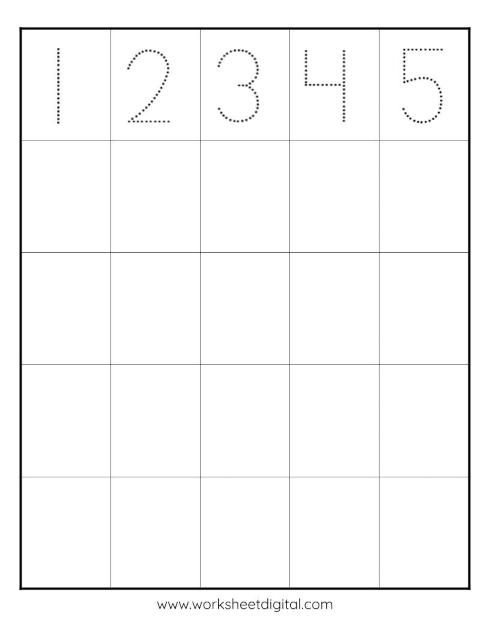 Number Tracing Worksheet 1-20: Preschool, Kindergarten (PDF File) - Etsy
