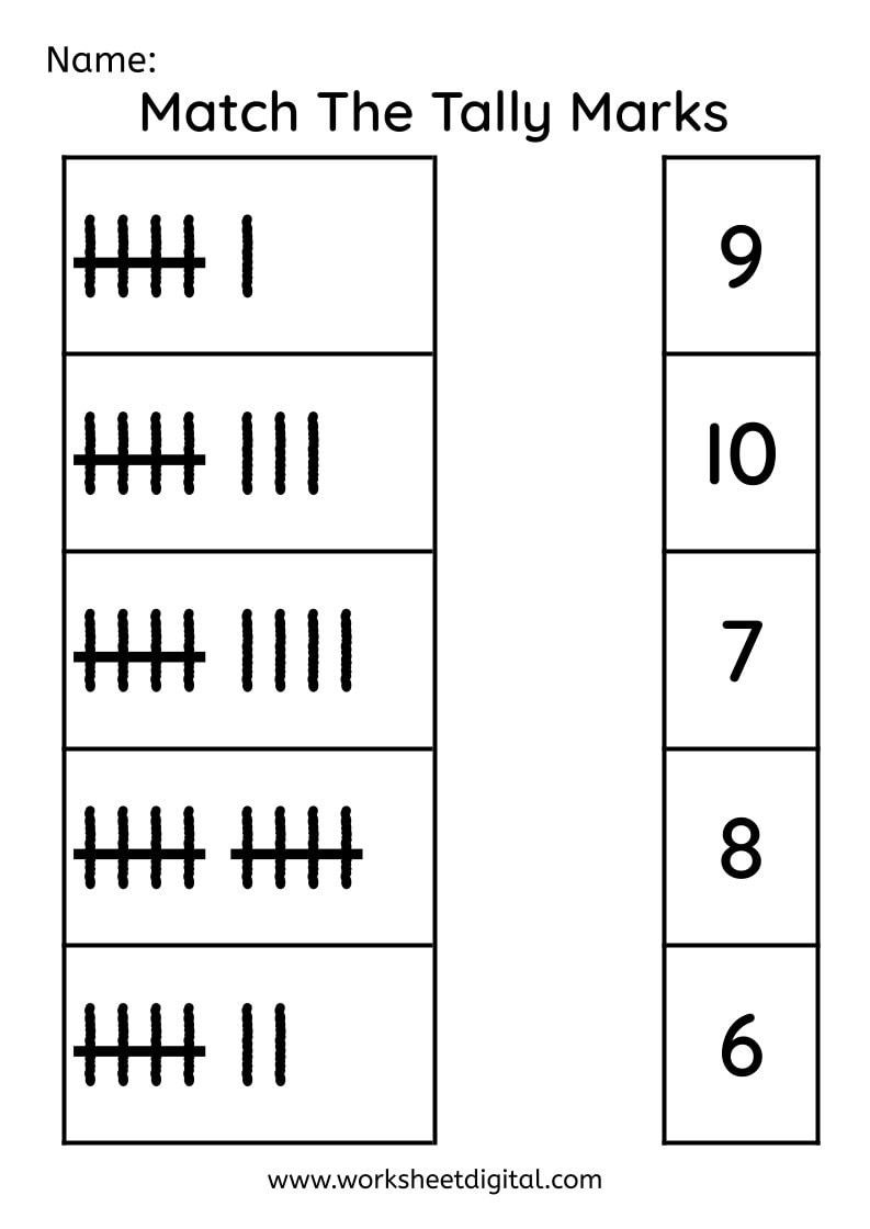 Numbers 1 - 20 Tally Marks Printable Worksheet Kindergarten Homeschool ...