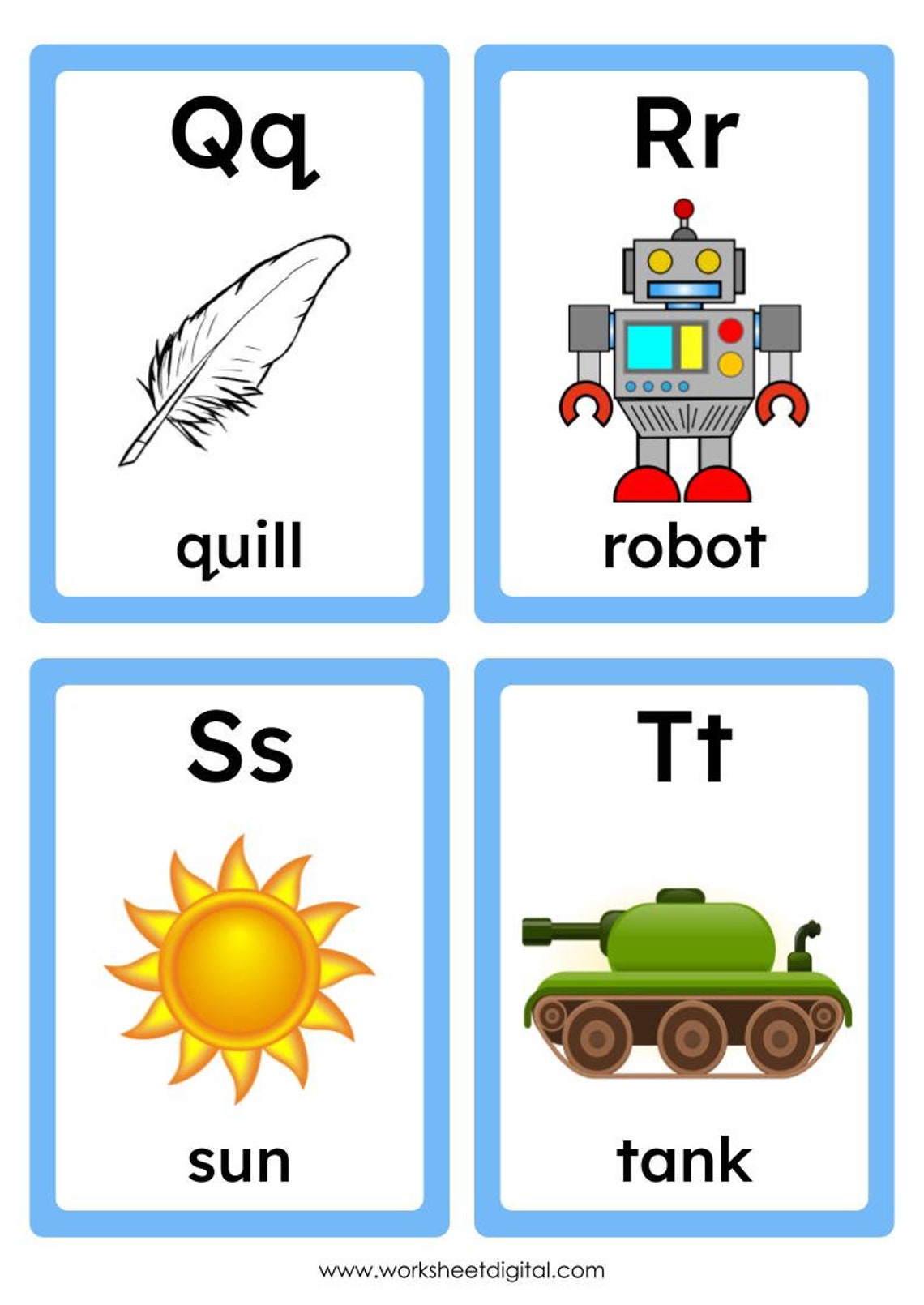 26 Printable Alphabet Flash Cards, ABC Printable Picture Flashcards for ...