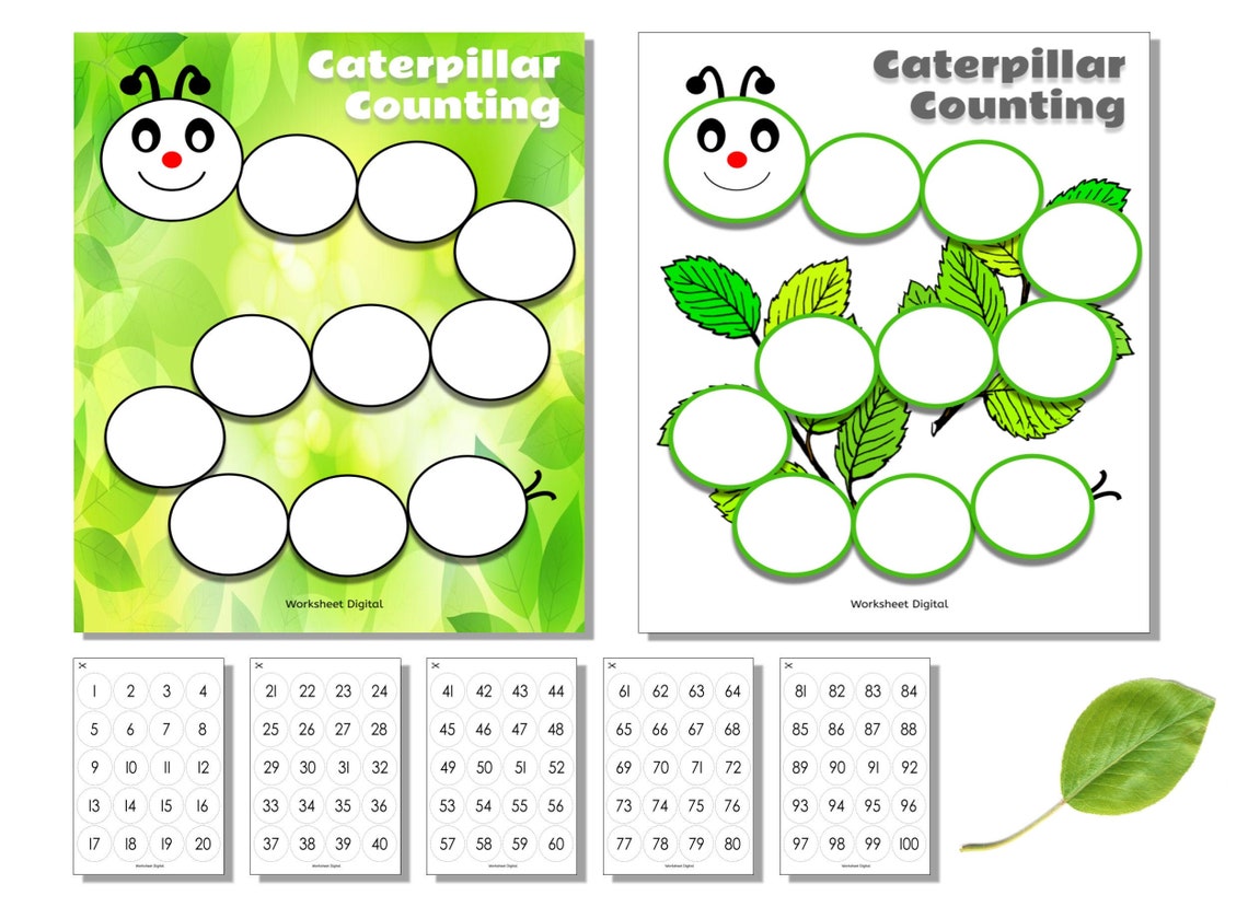 Printable Worksheet Caterpillar Counting Numbers 0 To 100 Fill In The