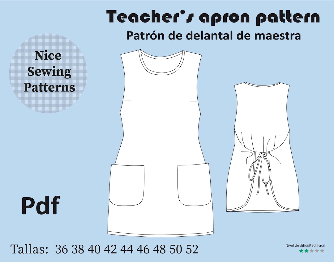Teacher Apron Pattern and Tutorial/smock Apron Pattern/pdf Instant ...