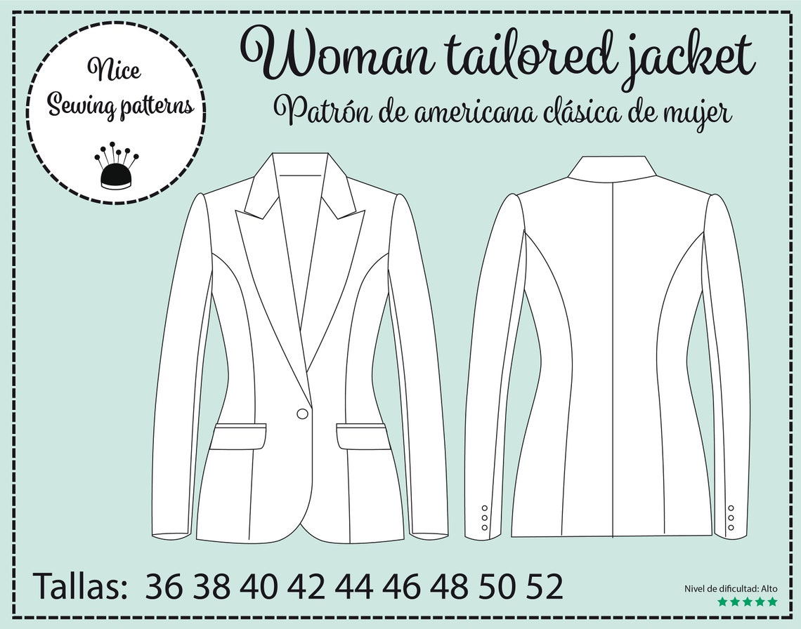 Woman Tailored Jacket Pattern Pdf Instant Download/ - Etsy