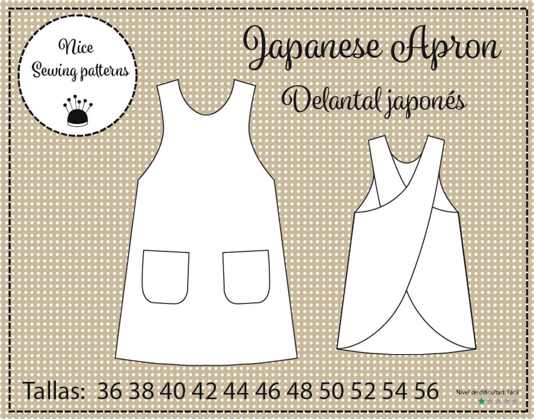 Japanese Apron PDF A4 LETTER Pattern and Instructions 8/24 36/56 S/XXL ...