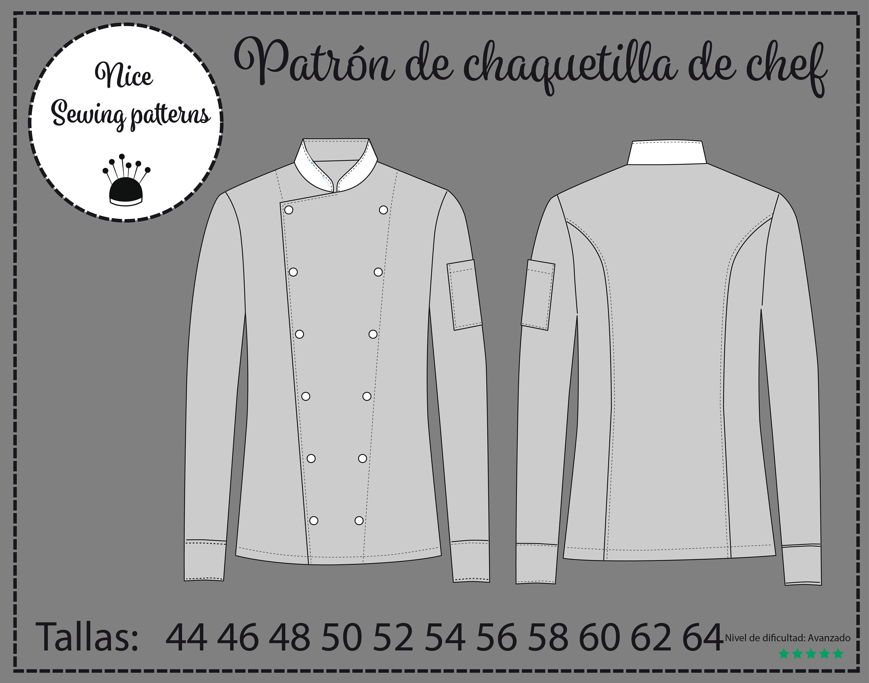 Chef Jacket Pattern PDF Multilayer/ Men's Chef Jacket Pattern ...