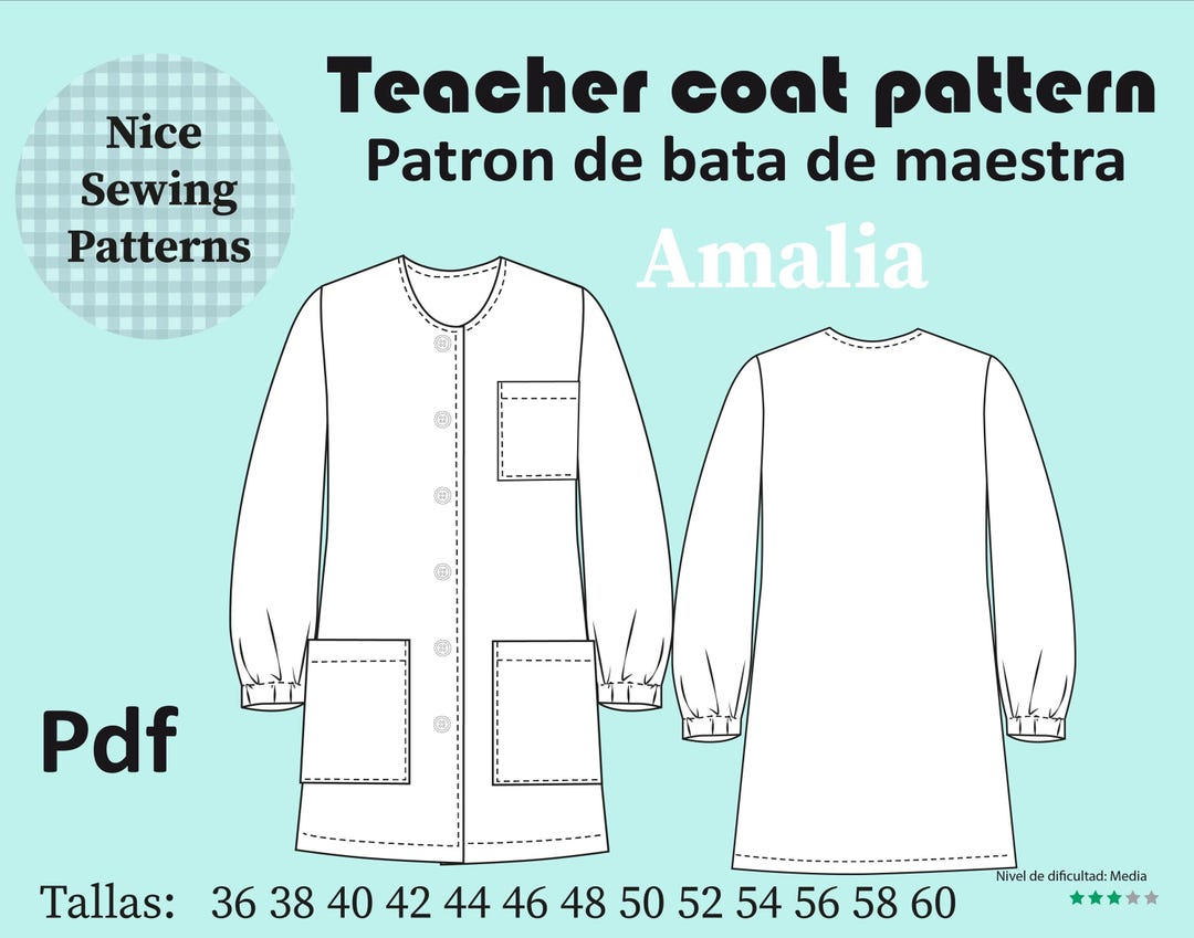 Teacher Coat Pattern/patron De Bata Para Maestro PDF/ EN8/24 EU36/60 S ...