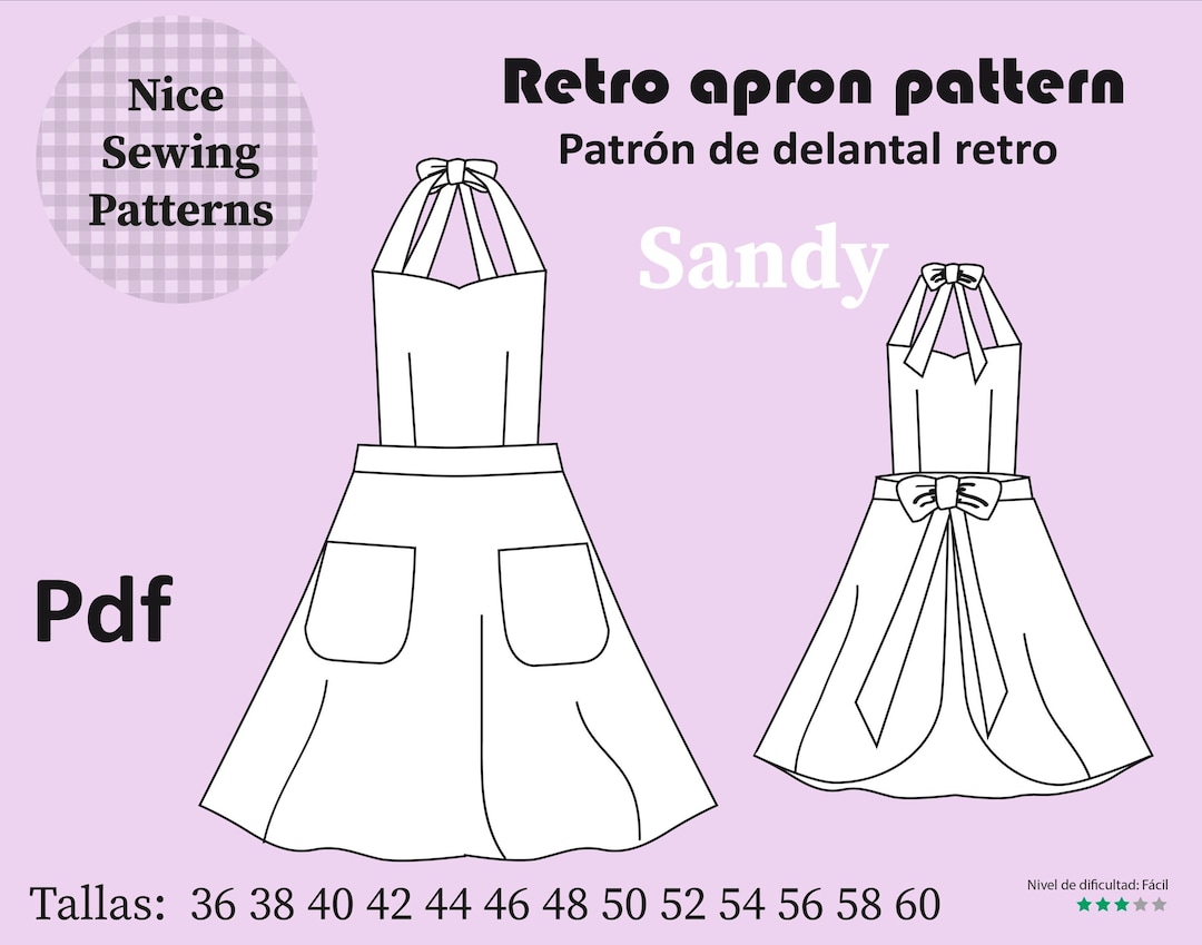 Retro Apron Pattern Pdf /instructions in Spanish and English/, Vintage ...