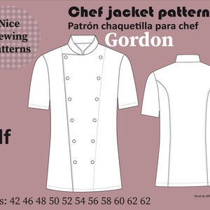 Chef Jacket Pattern PDF "gordon" / Men's Chef Jacket Pattern / WITH ...