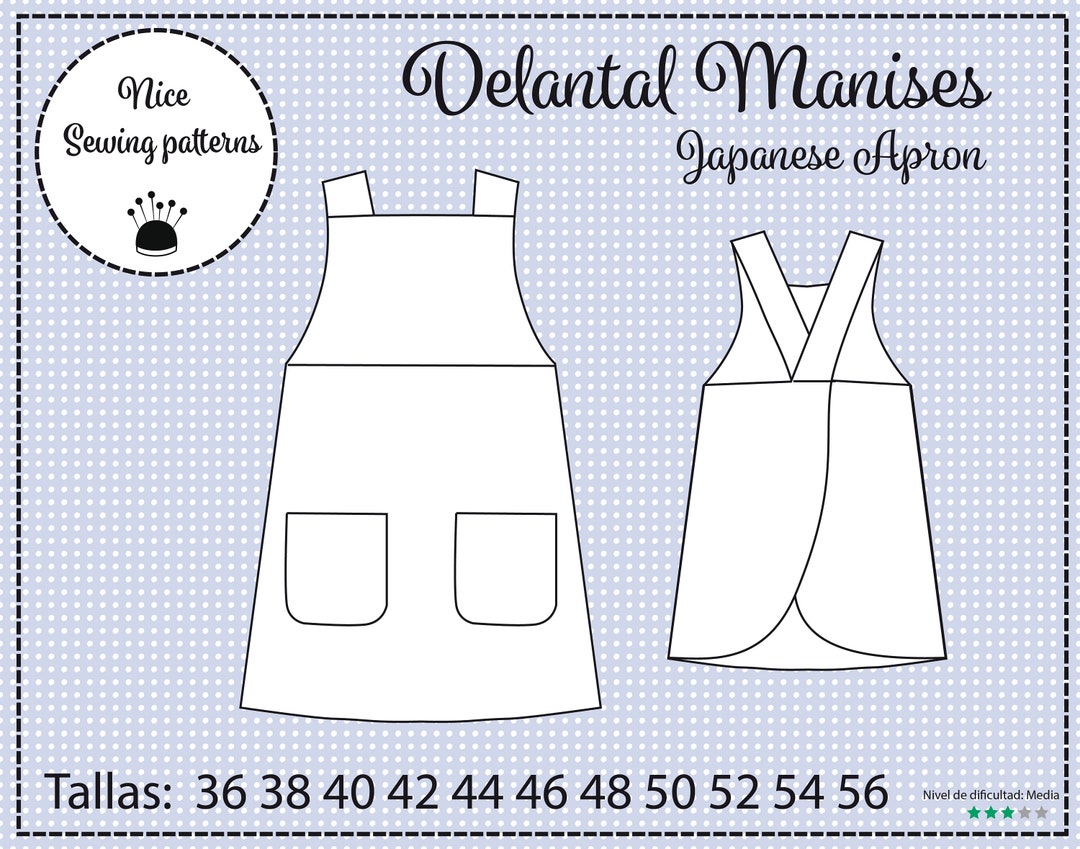 Japanese Apron Pattern Pdf Instant Download, Sizes 36/56 Japanese Apron ...