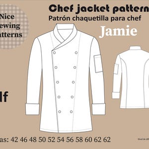 Chef Jacket Pattern PDF Multilayer /jamie/ Men's Chef Jacket Pattern ...