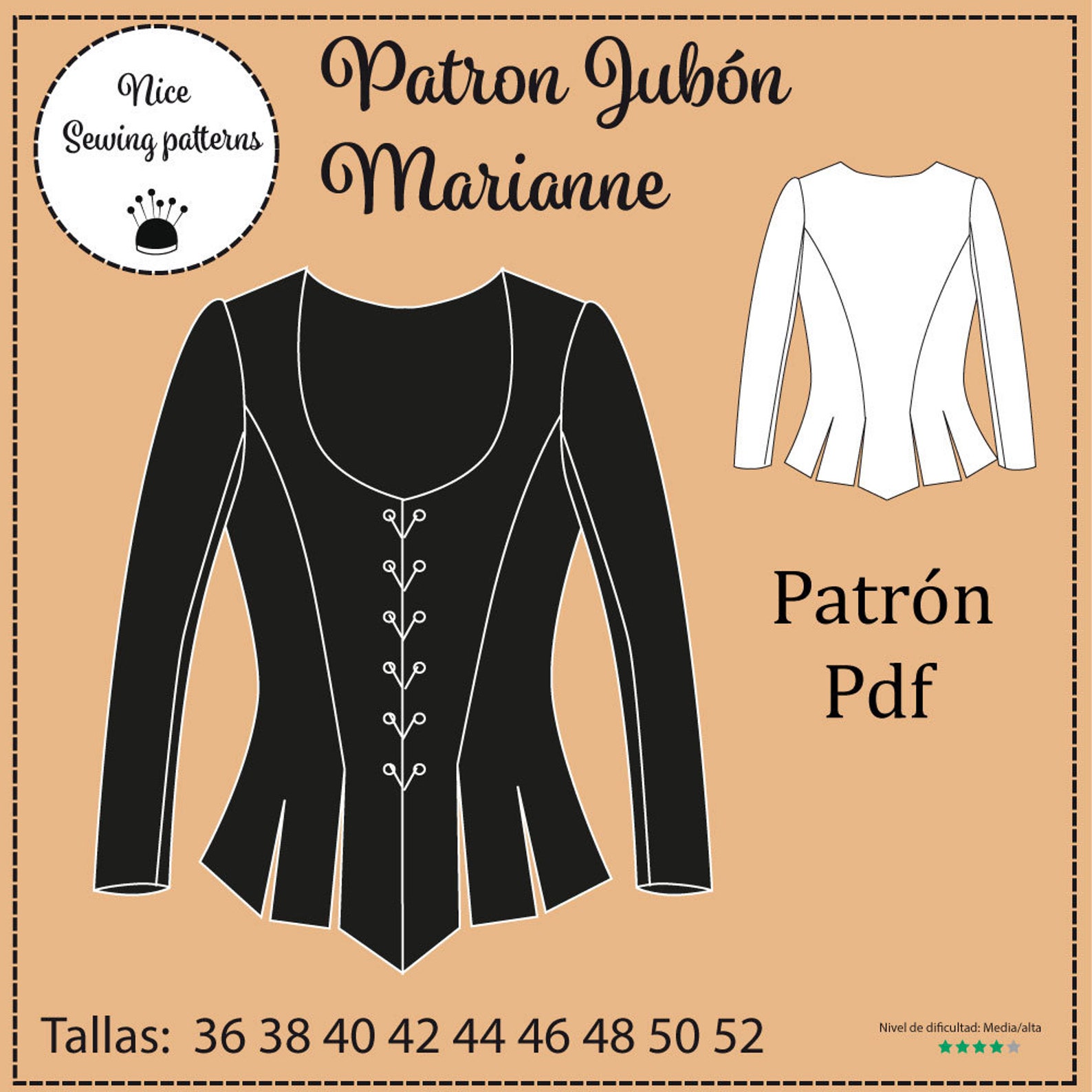 PATRON DE JUBON/ Doublet Patternpatron En Pdf Download - Etsy