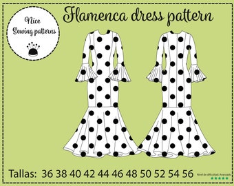 FLAMENCO maria Dress Pattern Pdf /size36/38/40/42/44/46/48/50/52/54/56 ...