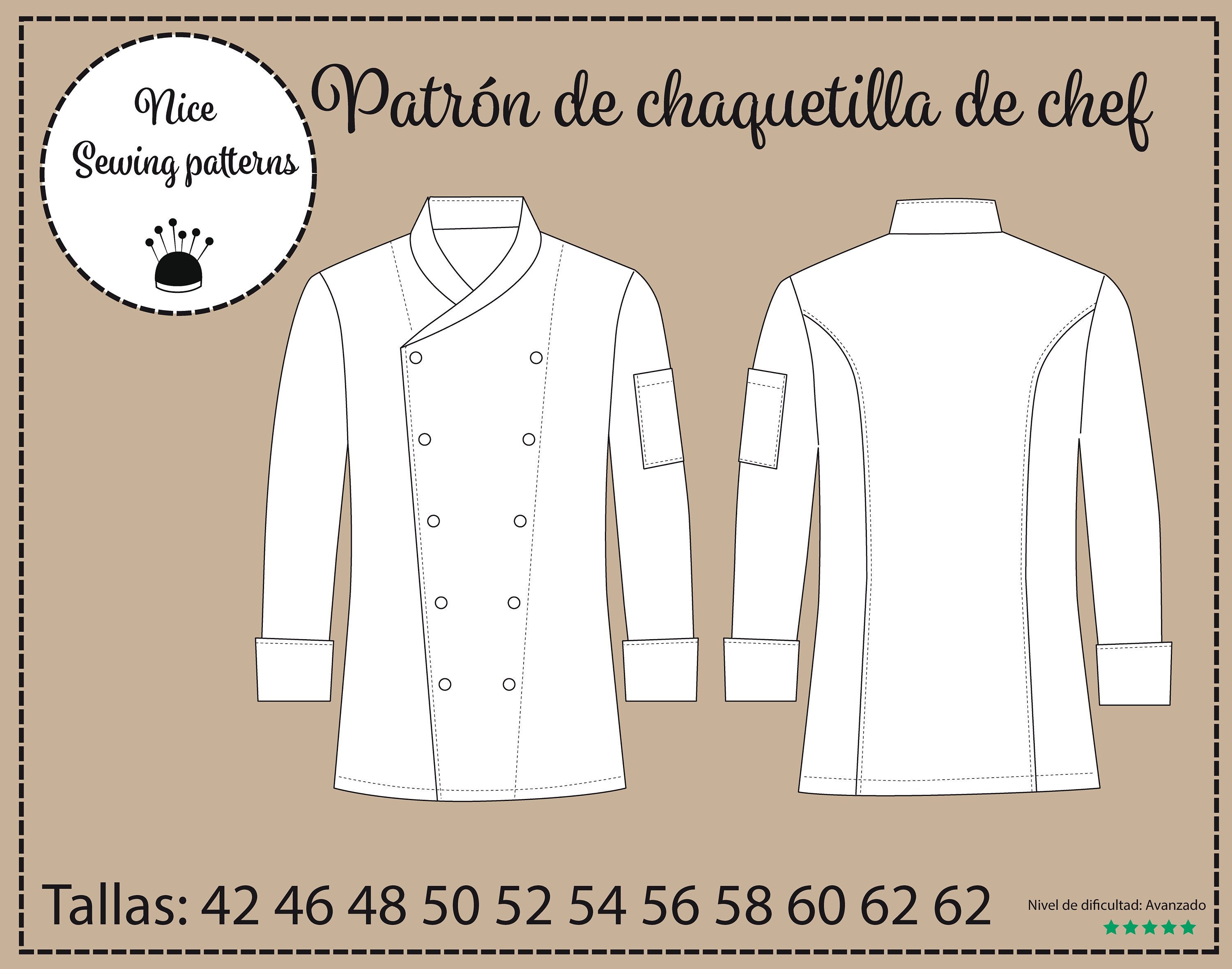 Chef Jacket Pattern Pdf / Patron De Chaquetilla De Chef Para - Etsy