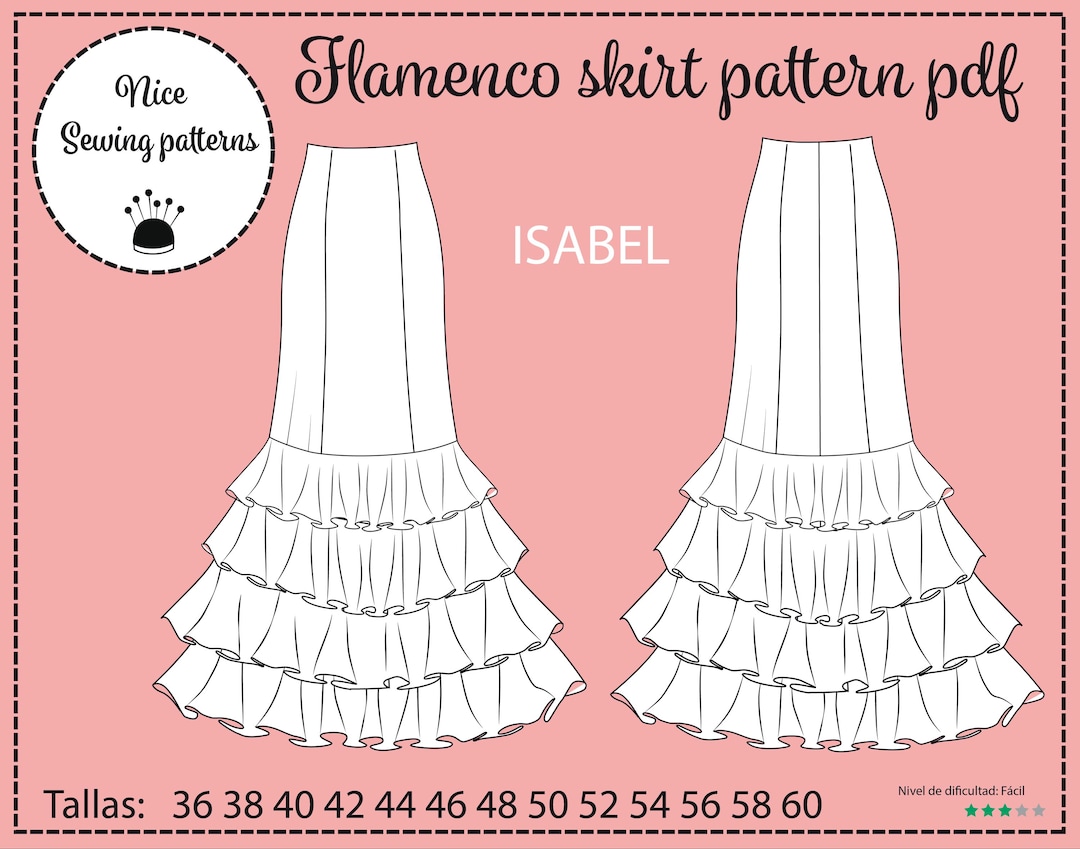 FLAMENCO Skirt Sewing Pattern "isabel" Skirt Pdf Pattern /sizes36/38/40 ...