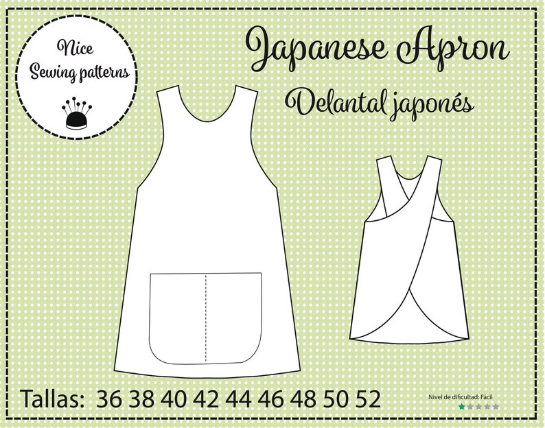 Japanese Apron Pattern PDF/ 8/24 36/52 | Etsy