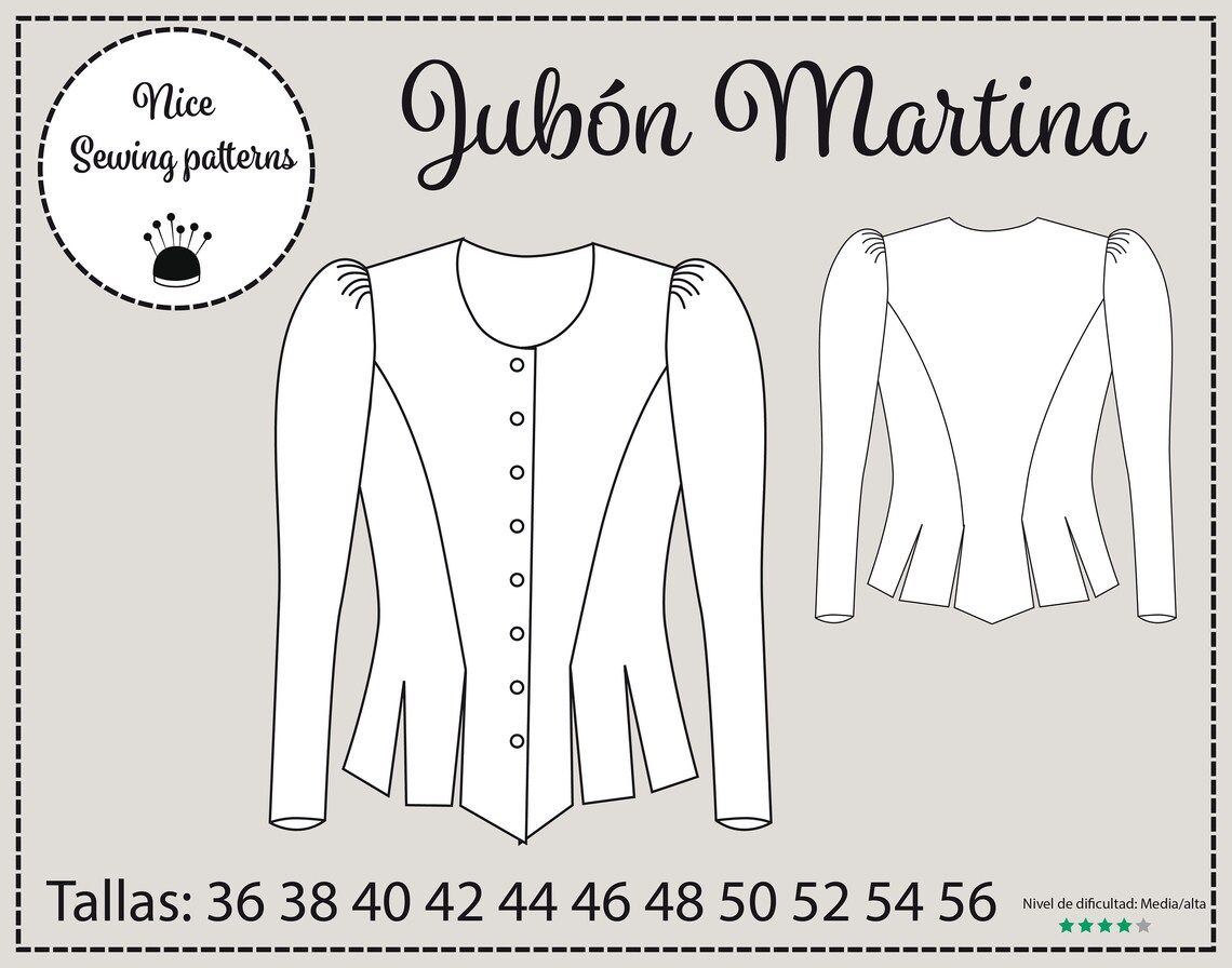 PATRON De Jubon MARTINA Con Manga Abullonada/ Doublet - Etsy