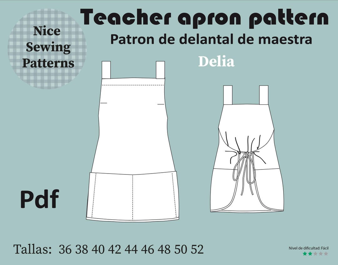 Teacher's Apron Pattern in PDF Format, Instant Download - Etsy