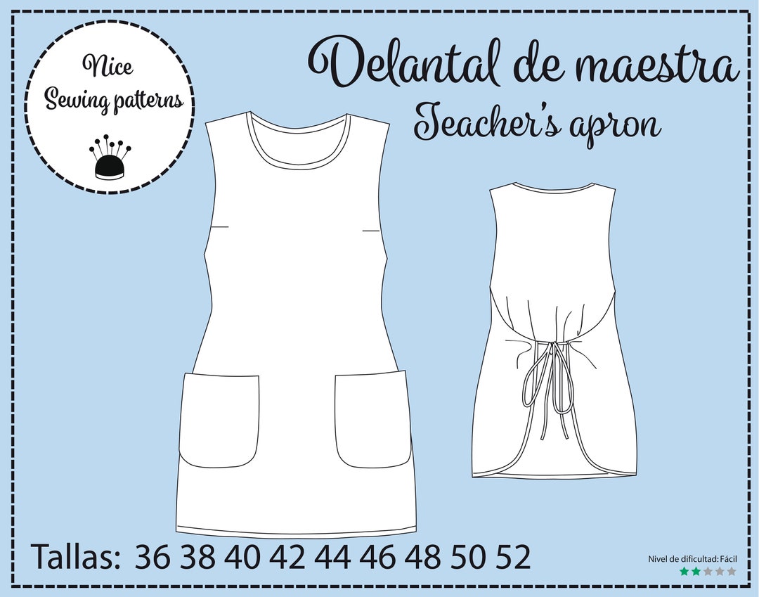 Apron Pattern and Tutorial for Teachers/smock Apron Pattern/pdf Instant ...