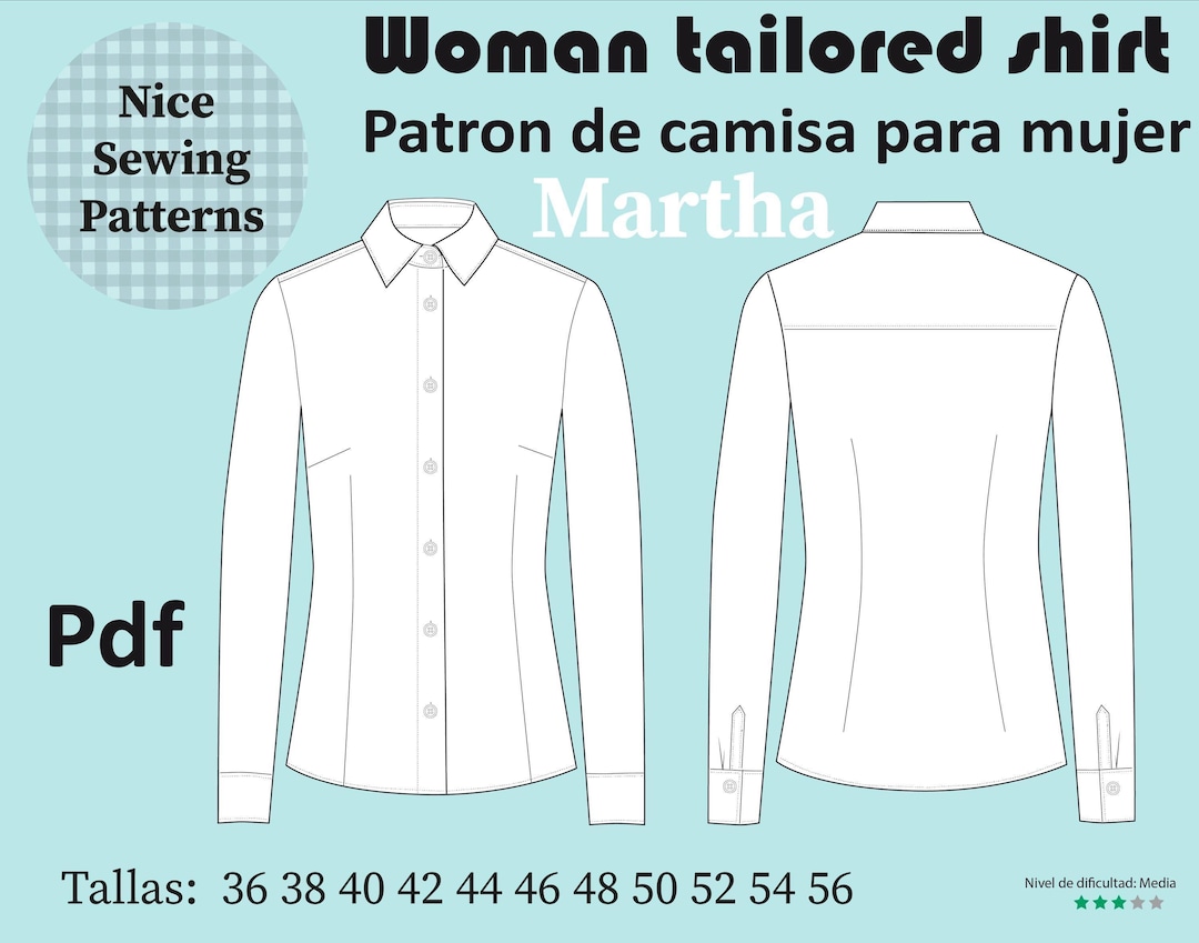 Woman Classic Tailored Shirt Pattern Pdf/tutorial of Classic Shirt for ...