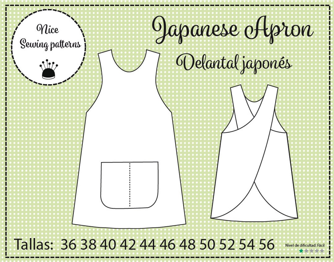 Japanese Apron Pattern PDF/ 8/24 36/56 S/xxl/english,français/spanish ...