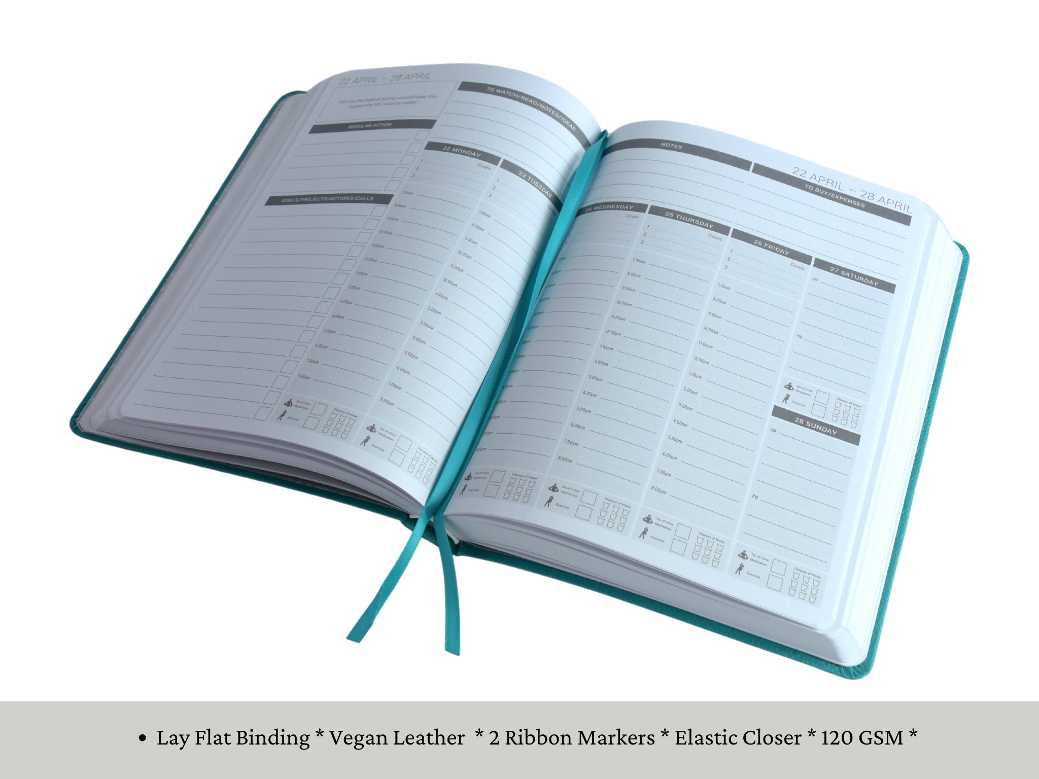 2024 Turquoise Business Planner Time Management & Productivity Planner ...