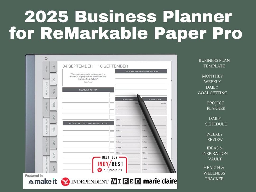 2025 Remarkable 2 WEEKLY BUSINESS Planner for Rematkbale Paper Pro - Etsy