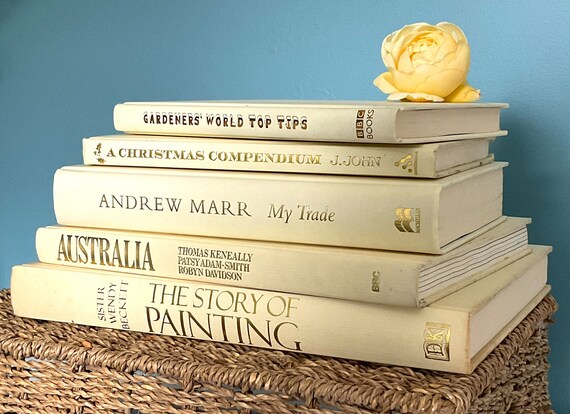Collection of Vintage Cream Books for Decoration - Etsy UK