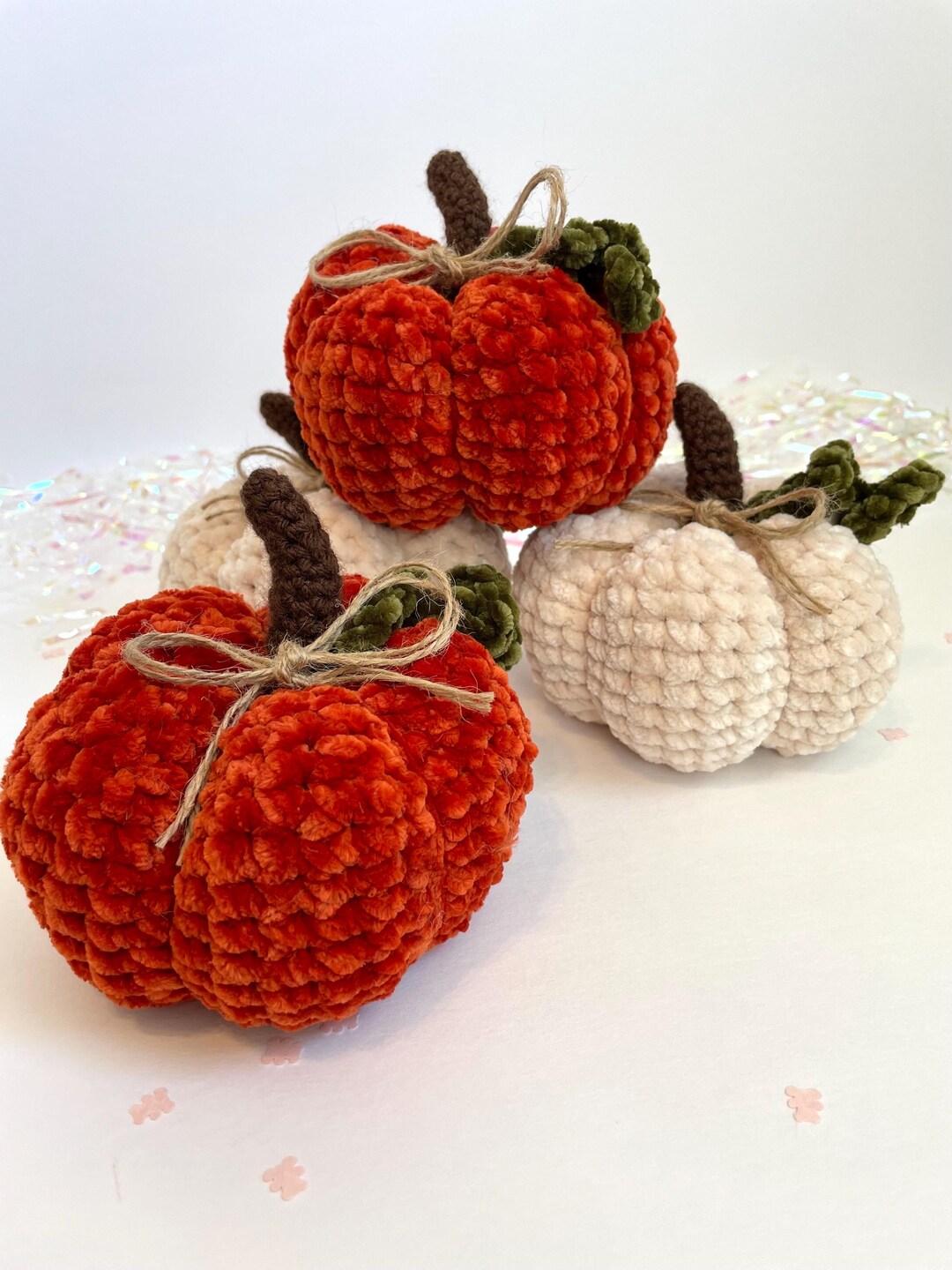 Crochet Velvet Plush Pumpkin, Handmade Pumpkin Decor, Soft Pumpkin ...