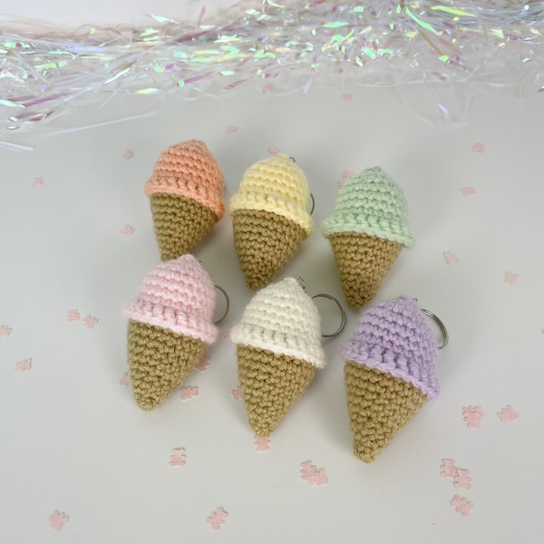 Crochet Ice Cream Cone Keychain - Etsy