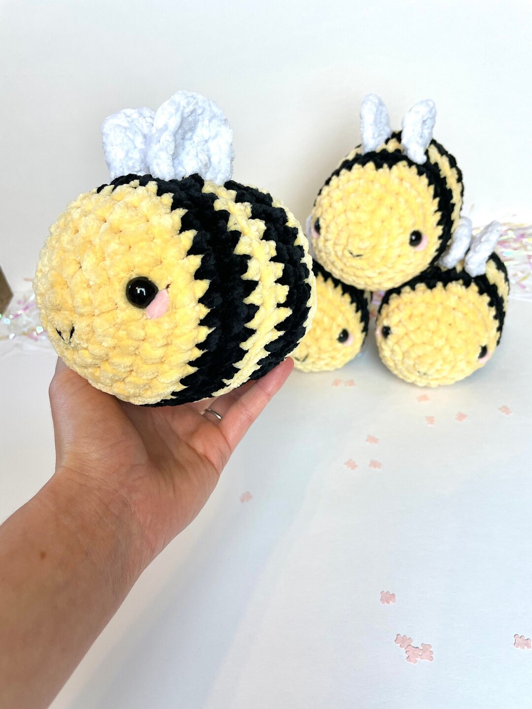 Crochet Bee Plushie, Adopt a Bee, Handmade Bee Stuffed Animal, Happy ...