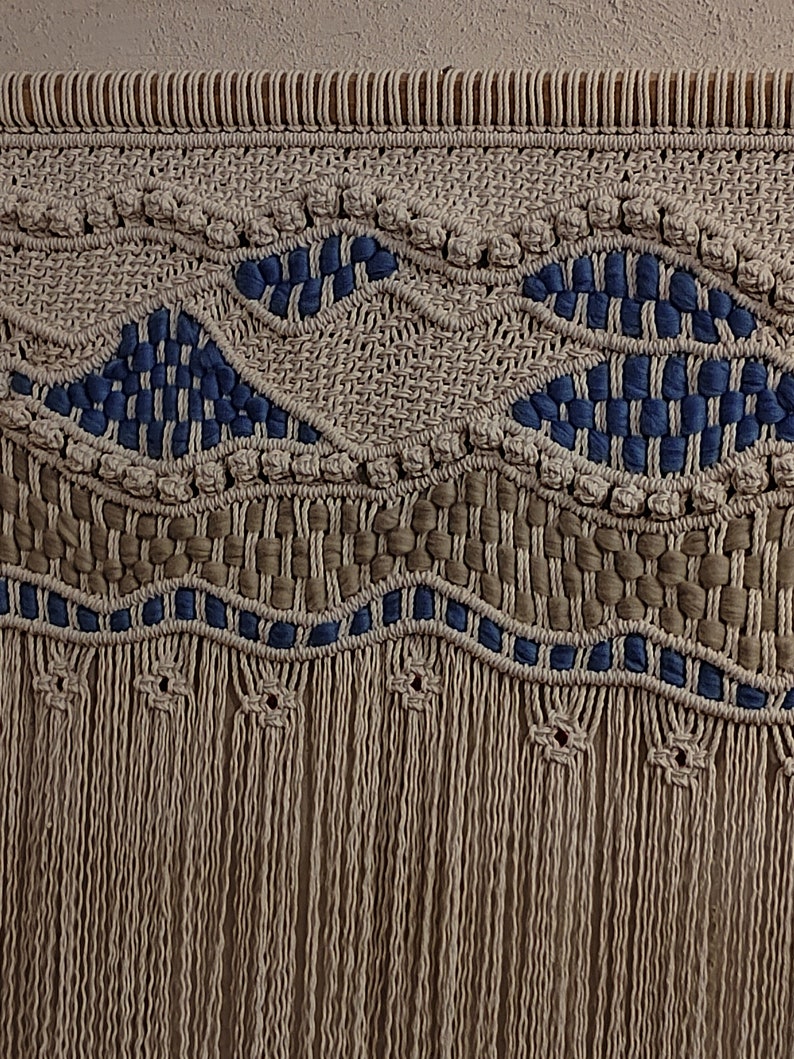 Unique Handmade Macrame Wall Hanging in Natural Cotton and Wool ...