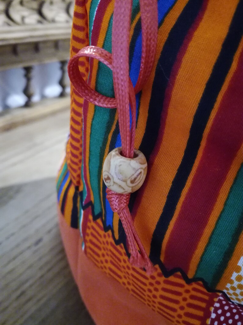 Pochette Cuir Et Tissu Wax Sac Boule Pochette Lingerie Etsy