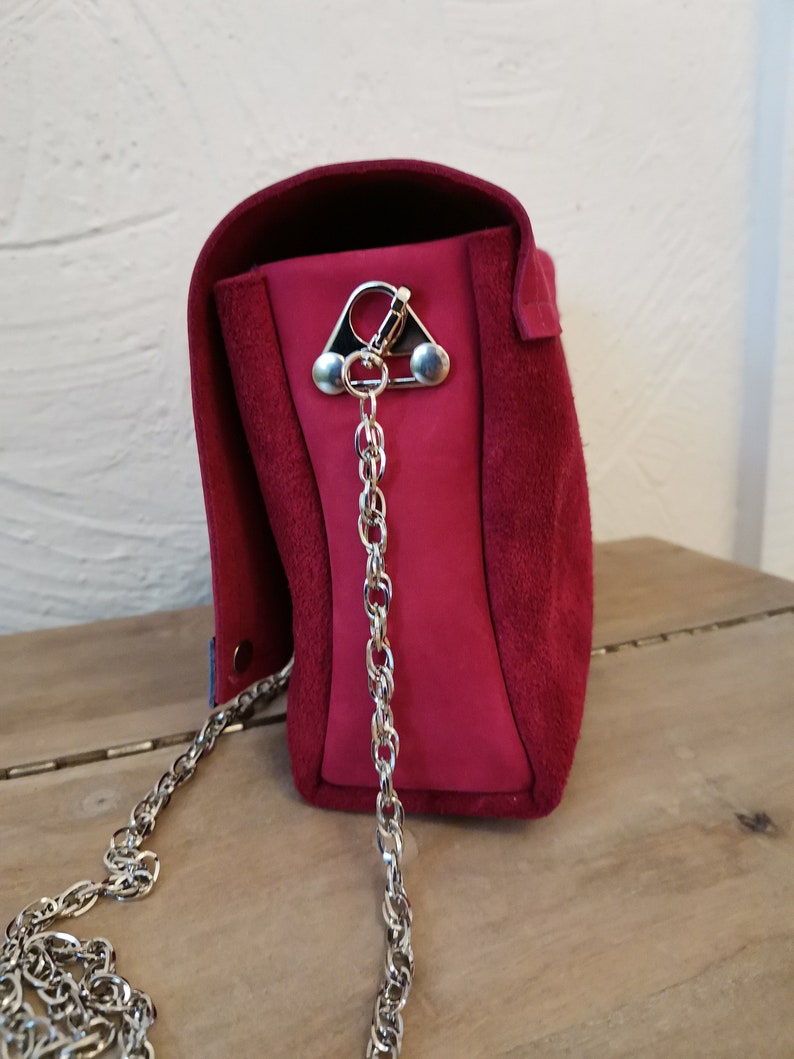 Sac à main cuir vachette nubuck Cuir rose fuchsia Sacoche | Etsy