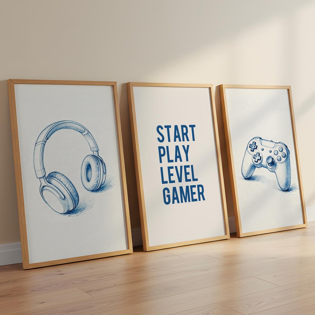 Gaming Wall Art Triptych, Video Game Printable Posters Set, Teen Room ...