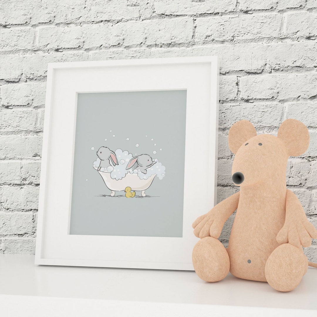 Poster Twin Rabbits in Bathtub Baby/child Bedroom Decoration - Etsy