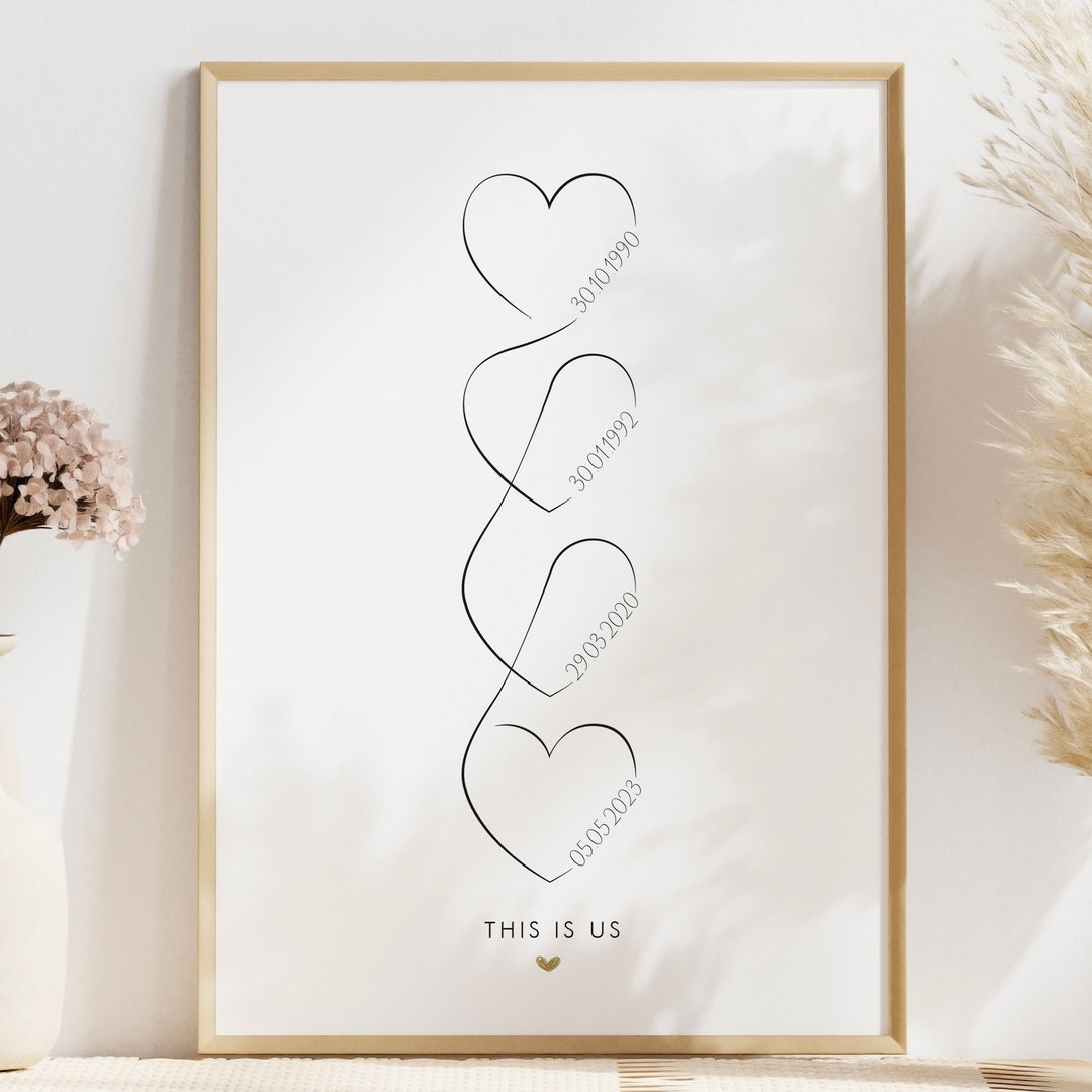 4 Hearts Poster Customizable Hearts Customizable Family Hearts ...